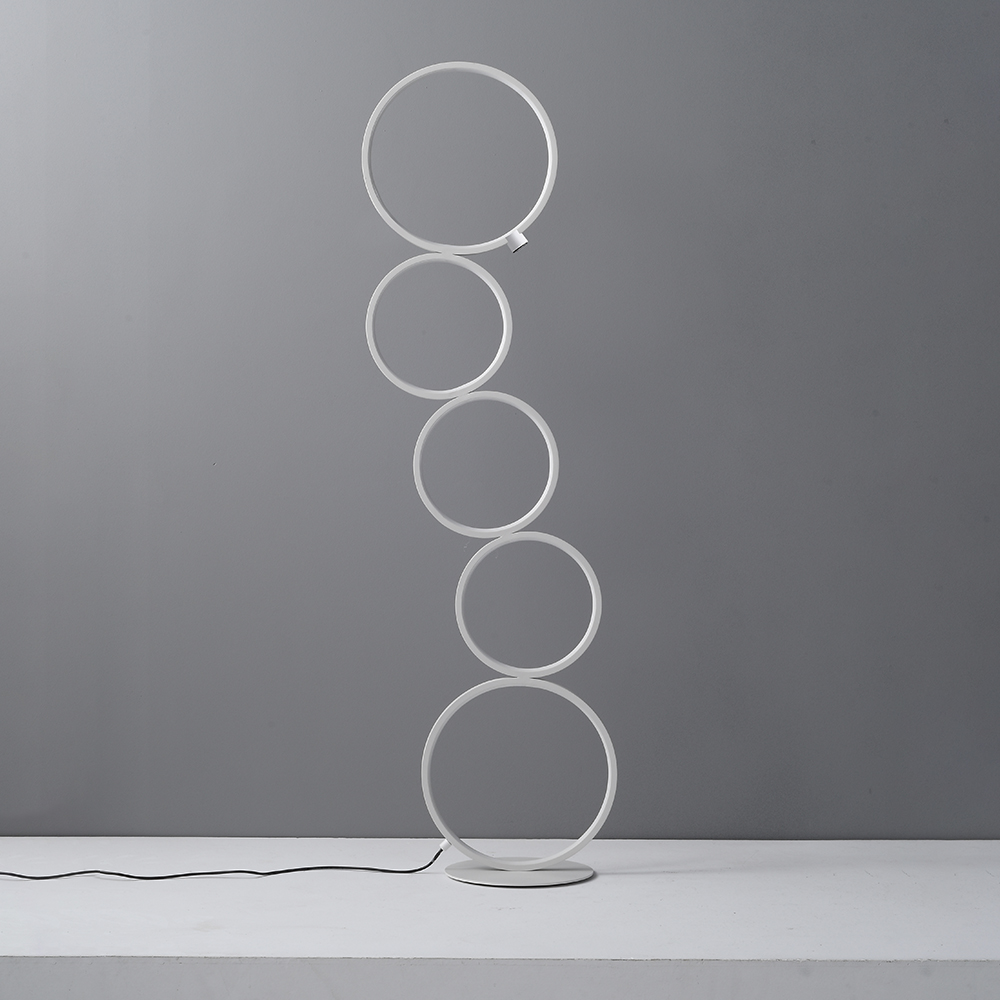 Multi-Head White Integrated LED Floor Lamp Geometric Standing Light ...