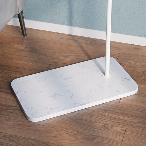 Modern White Corner Clothing Garment Stand with Marble Base | Homary UK