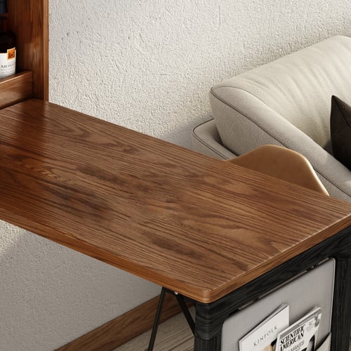 Modern Wood Kitchen Bar Height Table with Foldaway Desk Convertible ...