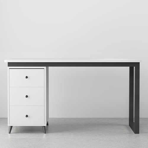 Modern 1400mm White Wooden Home Office Computer Desk with Drawers in ...