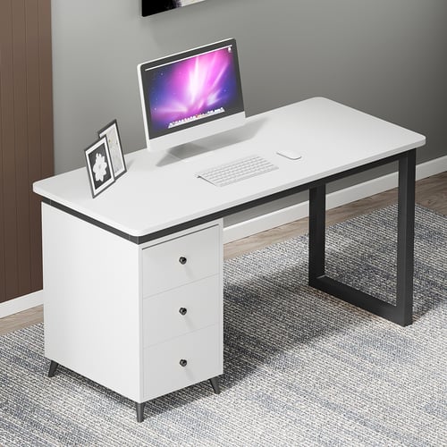 Modern 1400mm White Wooden Home Office Computer Desk with Drawers in ...