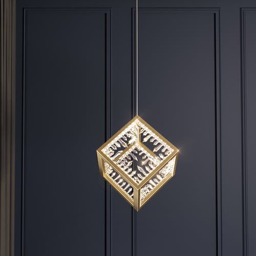 Gold Geometric Pendant Light with Crystal Accents LED 1-Light | Homary