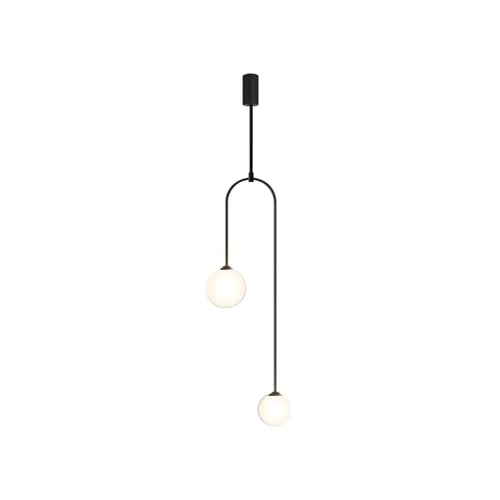 Modern Pendant Light Glass Globe 2-Light U-Shaped in Black for Living ...
