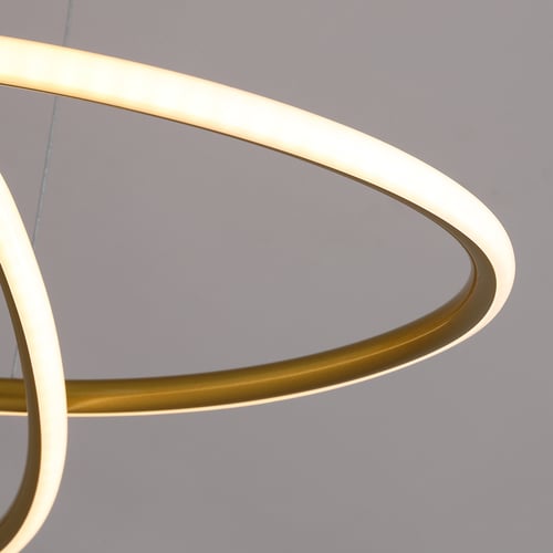 Gold Circle Pendant Light LED Ceiling Light Adjustable Height | Homary