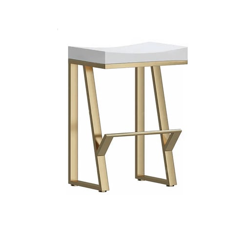 25.6" Modern White Solid Wood Counter Stool Backless with Golden ...