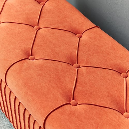 Modern Velvet Storage Bench Flip Top in Orange | Homary