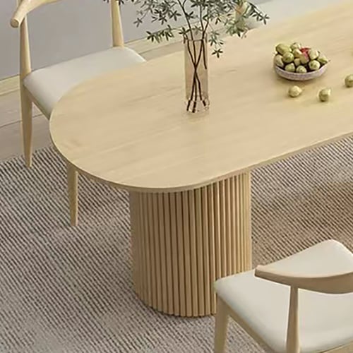 Japandi 1600mm Solid Wood Dining Table Natural Oval Tabletop for 6 ...