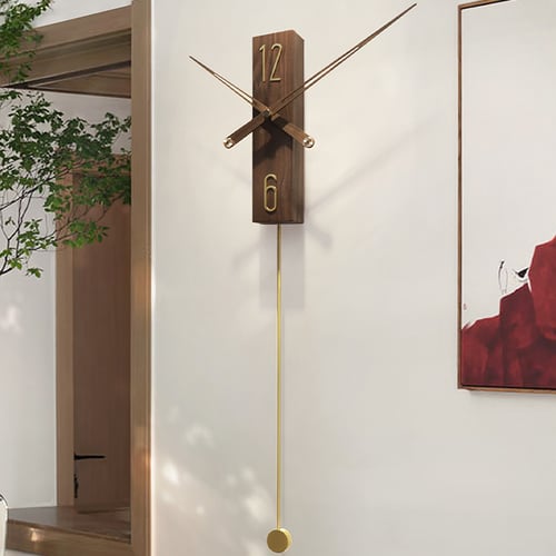 Modern Large Decorative Wall Clock Rectangle Walnut Wood Wall Clocks ...