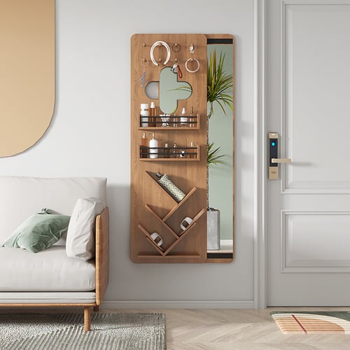 Rustic Full Length Large Wall Mirror with Mekeup & Jewelry & Shelf ...