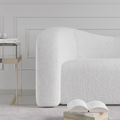 Modern 67" White Boucle Upholstered Curved 2 Seater Sofa for Living ...