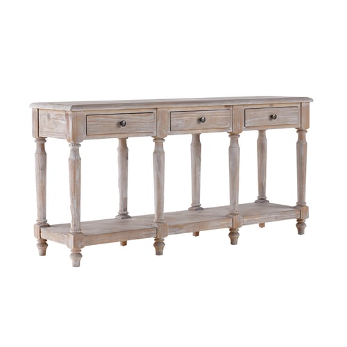 Rustic Narrow Console Table with Drawers & Shelf Hallway Table | Homary UK