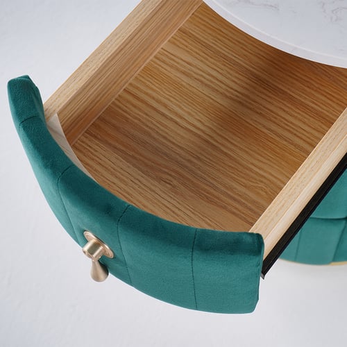 Modern Nightstand Green Round Nightstand with 3 Drawers Nightstand with ...