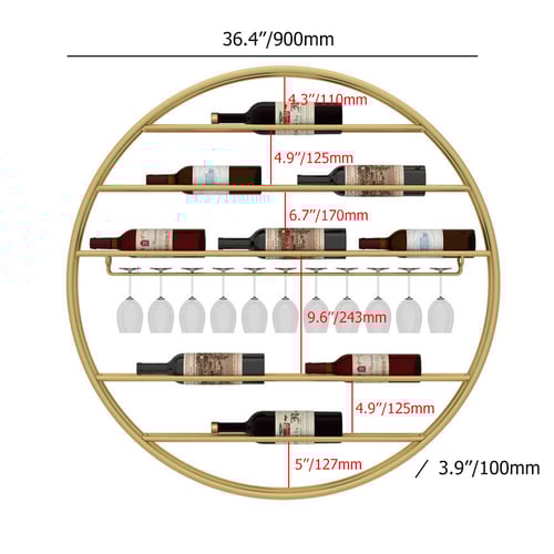 Modern Metal Black Round Wine Rack Wall Mounted Wine Rack Glass Rack ...