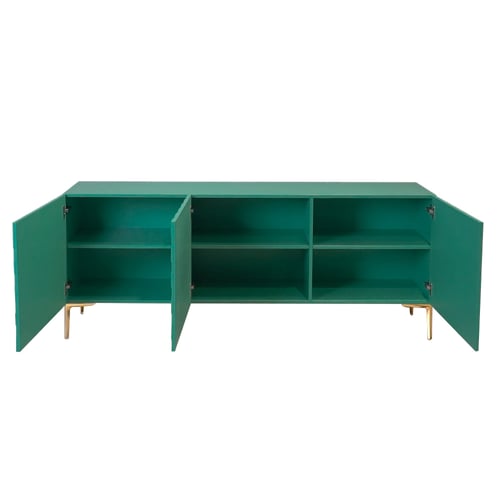 Modern 70.9" Green Buffet Sideboard Table with Gold Legs & 3 Doors | Homary