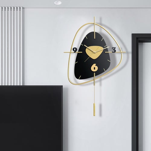 25" Black Creative Scandinavian Wall Clock Metal Pendulum Home Clock ...