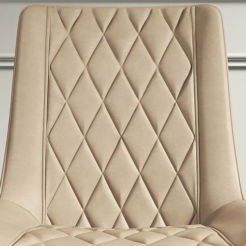 Beige Dining Chair PU Leather Side Chair Set of 2 with Solid Back | Homary