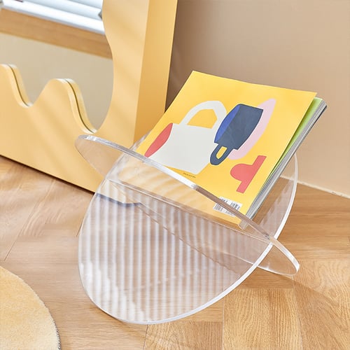 15.7" Modern Acrylic Standing Magazine Rack in Clear for Living Room ...
