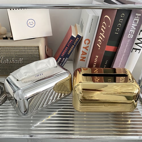 Rectangular Silver Tissue Box Plastic Tissue Box Cover | Homary