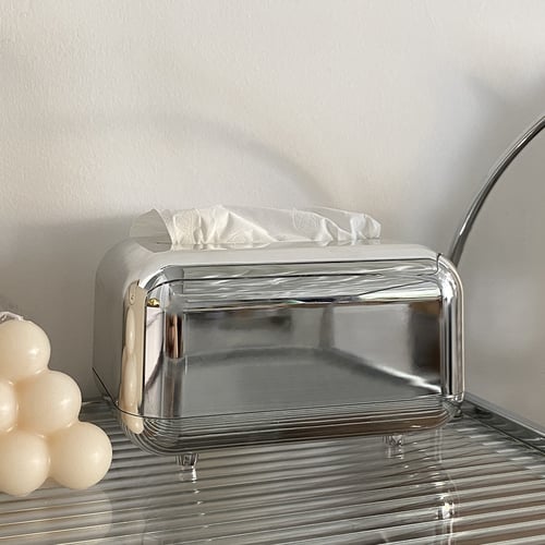 Rectangular Silver Tissue Box Plastic Tissue Box Cover | Homary