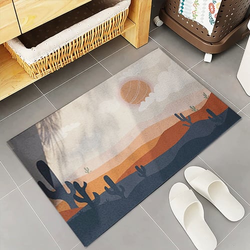 600mm x 900mm Modern Rectangle Art Doormat Non-Slip Nature Sun Pattern ...