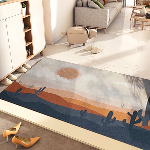 600mm x 900mm Modern Rectangle Art Doormat Non-Slip Nature Sun Pattern ...