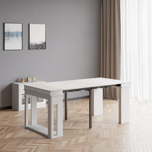Modern Extendable Dining Table Rectangle Sideboard with Storage in ...
