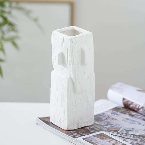 3 Pieces Modern White Abstract Ceramic Flower Vases Set Human Head Face ...