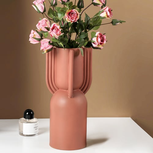 Modern Morandi Red Table Flower Vase Abstract Planter Pot Photo Prop ...