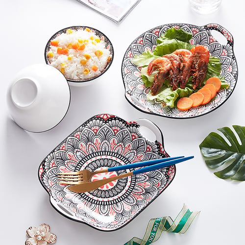 17-Piece Dinnerware Sets Boho Ceramic Dinnerware for 4 People | Homary