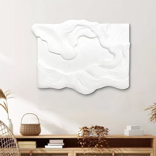 3D White Sea Waves Texture Painting Art Modern Abstract Ocean Wall ...