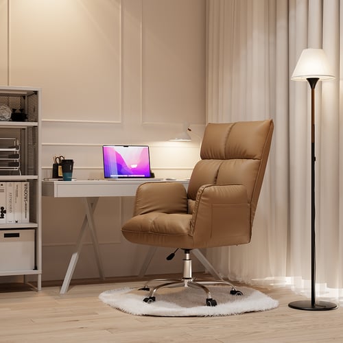 Modern PU Leather Task Chair Upholstered Swivel Office Chair Height ...