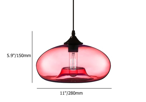 Modern 1-Light Ceiling Hanging Light Pendant Light Glass Shape in Red ...