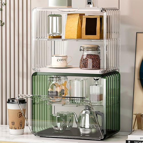 Modern 2-Tier White & Transparent Storage Rack Acrylic Storage ...