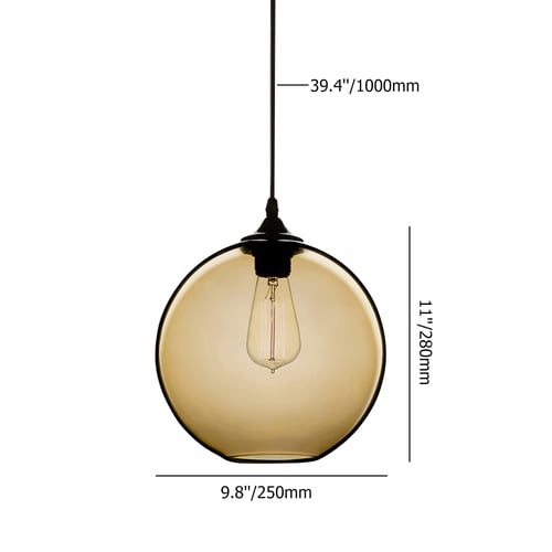 Modern Minimalist Single Edison Bulb Glass Pendant Light Globe Shape in ...