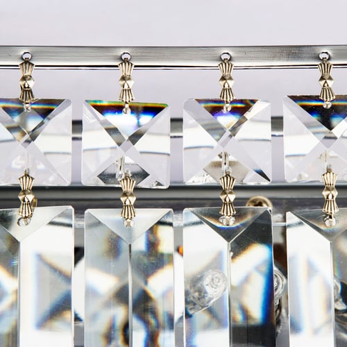 Modern 3-Light Rectangle Wall Sconce with Glass Crystal Shade Polished ...