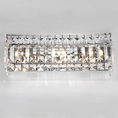 Modern 3-Light Rectangle Wall Sconce with Glass Crystal Shade Polished ...