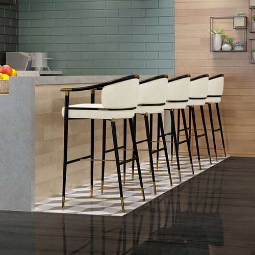 Craines Bar Height Bar Stool with Arms for Kitchen Island in Beige ...