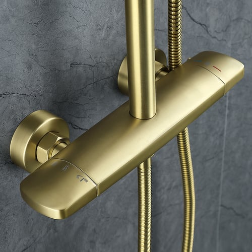 10" Modern Luxury Exposed Shower Fixture Thermostatic Rainfall Shower ...
