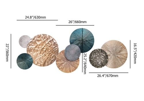 3D Art Deco Large Metal Round Textured Wall Decor for Living Room ...