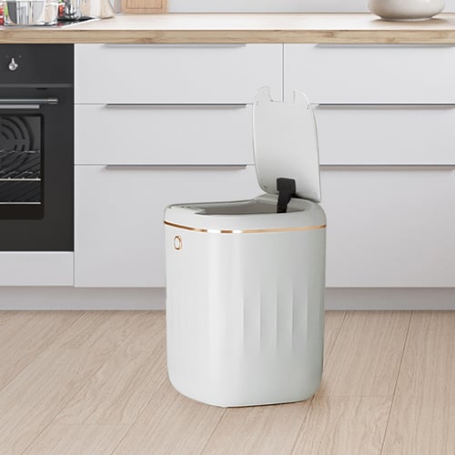 Automatic Touchless Motion Sensor Trash Can White Smart Garbage Can for ...
