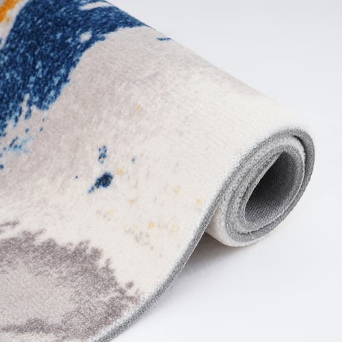 5'x 7' Modern Abstract Area Rug in Blue & Gold Rectangular Decorative ...