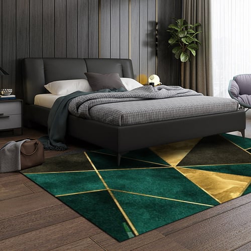5' x 7' Green&Black&Gold Modern Geometirc Rectangle Indoor Area Rug ...