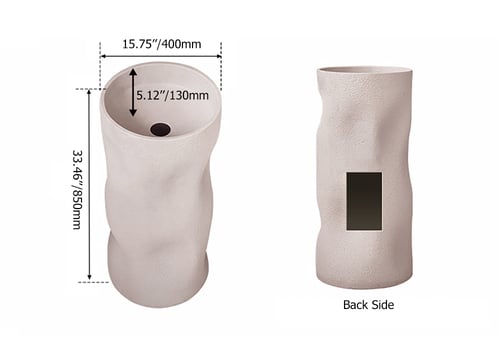 34" Tall Japandi Stone Resin Freestanding Bathroom Sink Cylinder ...