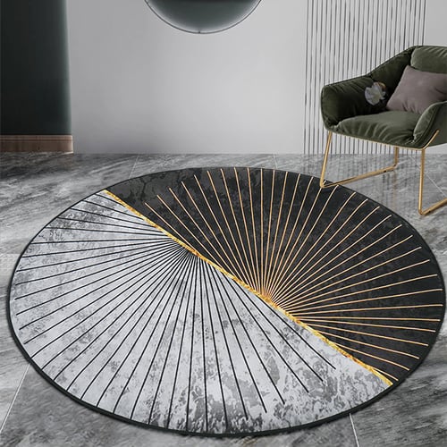 1200mm x 1200mm Modern Abstract Gray & Gold Mix Colors Round Area Rug ...
