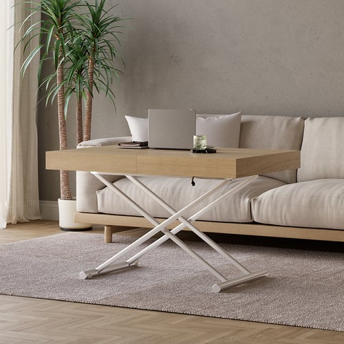 Modern Natural Wood Extendable Coffee Table & Dining Table Rectangle ...