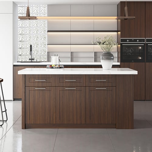 72" Large Walnut Kitchen Island with Storage Modern Kitchen Cabinet ...