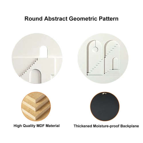 2 Pieces Minimalist White Round Abstract Geometric Wooden Wall Decor ...