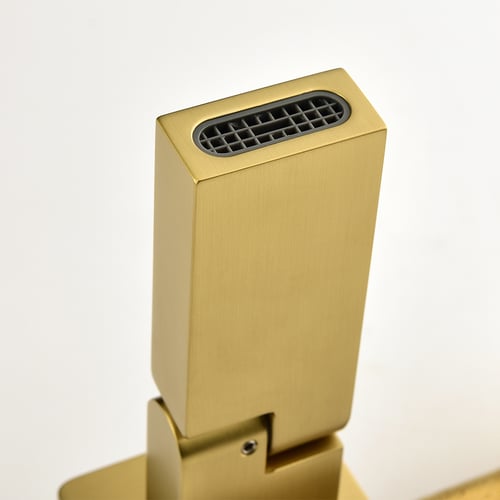 Brushed Gold Waterfall Bathroom Basin Tap with Swirling Spout Wall ...