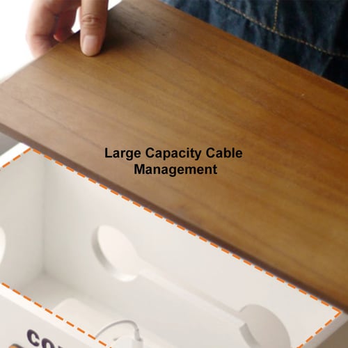Rustic Wooden Cable Management Box Desktop Organizer Box with Lid | Homary