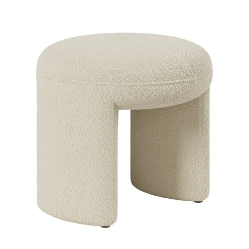 Modern White Boucle Vanity Stool Backless Makeup Accent Chair | Homary